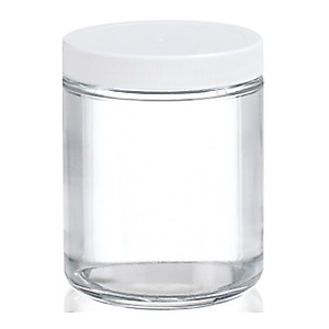 Wheaton W216904 Clear Glass 4oz Straight Sided Jar, with 58-400 White Polypropylene Poly-Vinyl Lined Screw Cap (Case of 24)