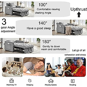 Pull Out Sleeper Futon Single Sofa Chair Bed,3-in-1 Versatile Chaise Lounge Couch with Adjustable Backrest,Lumbar Pillow&Side Pockets,Folding Sofá Recliner for Living Room/Apartment/Compact Space
