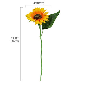 Olrla Artificial Sunflowers with Stems,10pcs Faux Silk Sunflower Bulk for Wedding Bouquet Floral Arrangement Table Centerpieces Home Office Garden Decoration
