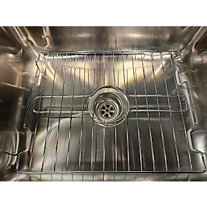 SOFINNI Chrome Kitchen Sink Protector White Steel Sink Grate Insert Grid Sink Bowl Rack Rust Prevent (Chrome) (10.6" x 12.5")