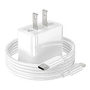 [Apple MFI Certified] iPhone Charger Apple Block USB C Fast Wall Plug with 6ft USB C to Lightning Cable for iPhone13/14/14 plus/12/pro/pro max/11/Air pods pro/iPad air 3/min4 (White, 1 Pack)