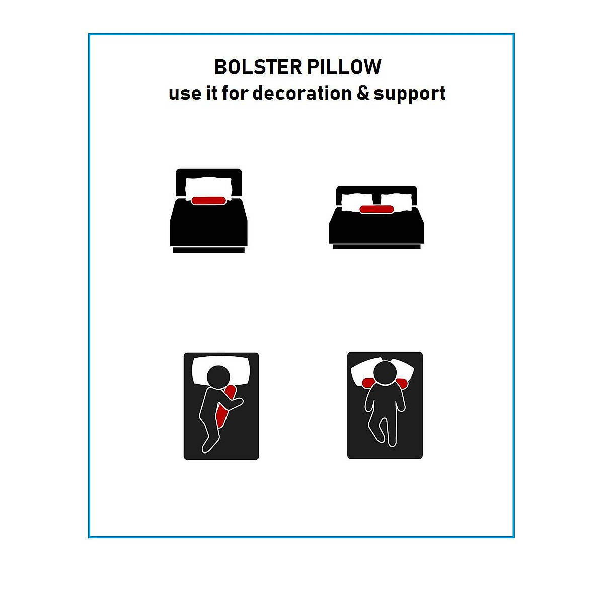 THEA Exercise Foam Roller Vibration Massage Bolster Pillow – Best for Daily Relaxation, Stretching, Muscle Knots Release, deep-Tissue Massage, Yoga, Pilates -24” Long with Free Bag (Blue, 24x5)