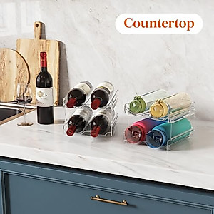 Lifewit Plastic Stackable Wine Rack for Refrigerator, Cabinet, Countertop,Wine Bottle Holder, Water Bottle Organizer for Fridge, Pantry, Hold 4 Bottles