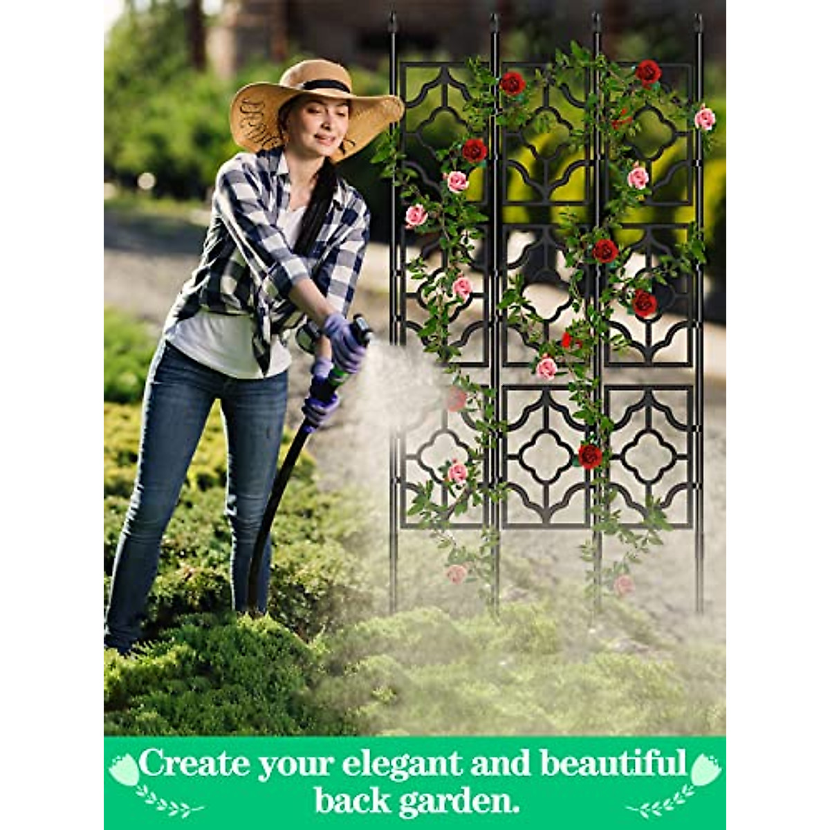5FT Garden Trellis for Climbing Plants Outdoor, Kalolary Screen Garden Trellis Rustproof Vine Trellis Frame Cucumber Trellis Grow Support for Outdoor Indoor Fruits Vegetables Flowers Potted Plants