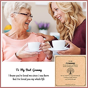 LAVEIR Redbean Tree of Life Bracelet, Grammy Style, for Grandma, Birthday, Mothers Day Gifts from Granddaughter Grandson