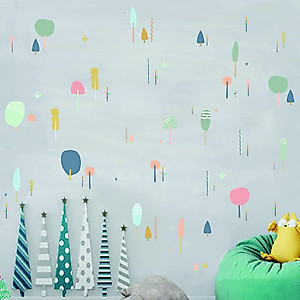 52 Pieces Different Style Little Tree Decorations Backdrop Stickers Wall Decal For Girls Kids Room Bedroom Living Room, Playroom Decor Removable Vinyl Wall Stickers Wall Decals Paper Sticker Pull
