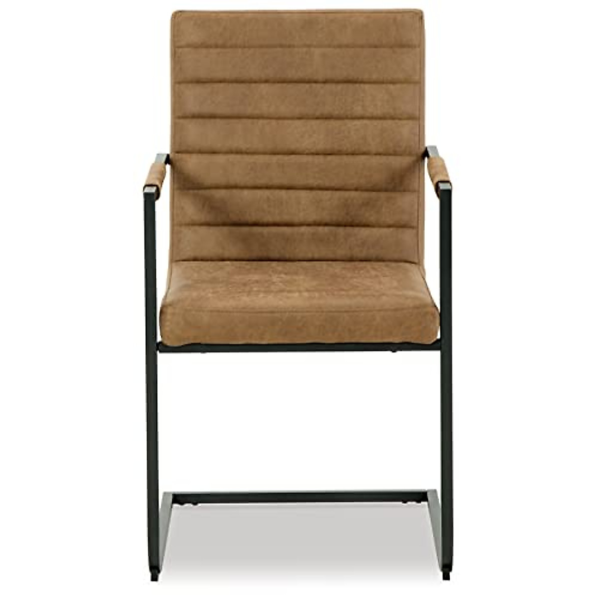 Signature Design by Ashley Strumford Modern Faux Leather Dining Upholstered Arm Chair, Set of 2, Light Brown & Black