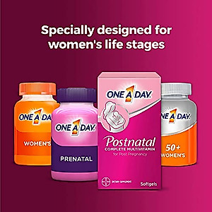 ONE A DAY Postnatal Complete Multivitamin for Post-Pregnancy with Folic Acid and Omega-3 DHA, 60 Count