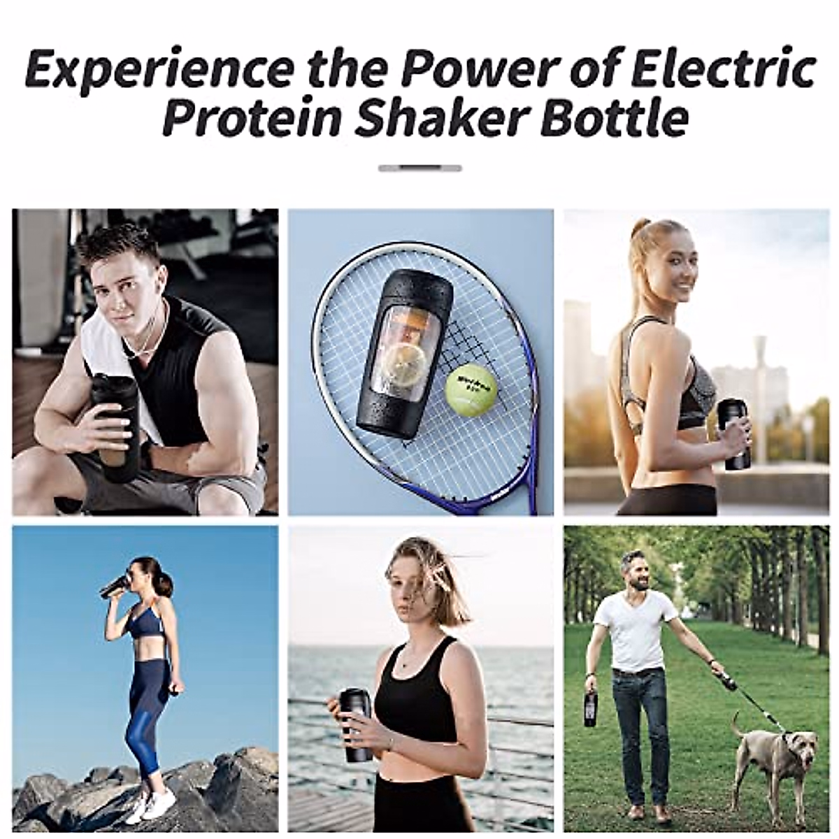 Electric Protein Shaker Bottle, Blender Bottles for Coffee Milk Chocolate Milkshakes | USB Rechargeable 1200mAh Battery | BPA-Free | Tritan Material | 22oz Cup | Supplement Storage Included