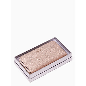 Kate Spade New York Shimmy Glitter Boxed Large Continental Wallet (Rose Gold)