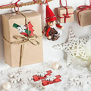 papasgix Christmas Clothes Pins Mini Clothespins Colored, 50PCS Mini Wooden Snowflake Clothespins for Photo Wall, Christmas Tree, Wedding Hanging Pictures, Paper Craft, Classroom Arts Projects Wall