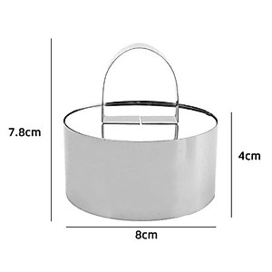 Round Cake Ring Mold, 3 inch Stainless Steel Dessert Mousse Molds with Pusher & Lifter Cooking Rings for Kitchen Cooking(Include 4 Rings and 4 Pusher)