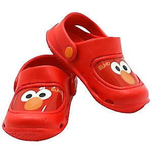 Sesame Street Boy's Elmo Clog with Molded Backstrap, Red Face, 7-8