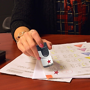 ACCU-STAMP2 Round Pre-ink Stamp, Star Symbol, 5/8" diameter Impression, Red Ink (030726)