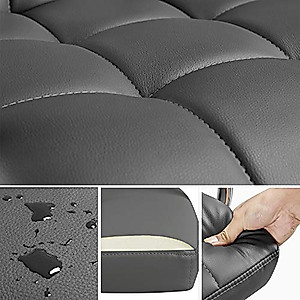 Yaheetech PU Leather Office Chair Mid-Back Task Ergonmic Chair with Swivel Wheels Height Adjustable, Grey