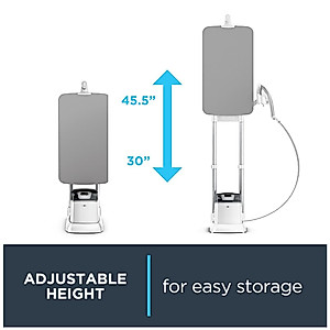 Rowenta, Steamer for Clothes, IXEO Full Size Steamer with Ironing Board, 65 Inches, 45 Second Heatup, 1 Liter Capacity, 1500 Watts, Ironing, Portable, Adjustable, White Clothes Steamer, QR1411