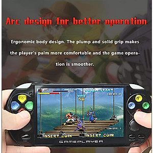 CZT 5.1-inch multi-function video game console color crystal buttons built-in 9600 games MP3MP4 lithium battery game archive AV OUT DV/DC hand-held gaming device (Black)