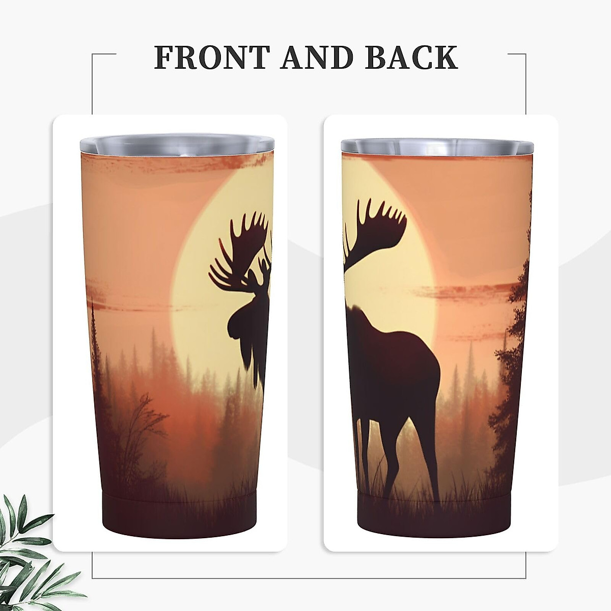 Dujiea 20oz Tumbler With Lid And Straw, Wild Moose Nature Landscape Vacuum Insulated Iced Coffee Mug Reusable Travel Cup Stainless Steel Water Bottle