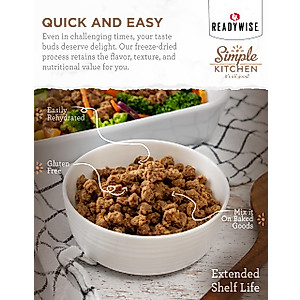 READYWISE - Simple Kitchen, Seasoned Ground Beef Crumbles, 22 Servings, MRE, Emergency Food Supply, Freeze Dried Meat, Freeze Dried Food, Canned Food, Ground Beef, Camping, Survival Food, 10 Can