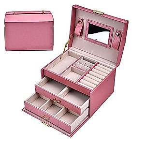 ZZYINH AN207 PU Leather Jewelry Watch Storage Box Watch Bracelet Earring Ear Stud Ring Necklace Holder Organizer Case Holder for Jeweler Small Jewelry