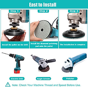 12+1 Packs Diamond Polishing Pads Set, Anglecai 4 Inch Dry/Wet Granite Polishing Kit for Concrete Polishing Pads, 50-8000 Grit Pads for Marble Polishing Kit for Tile Polishing Pads for Grinder