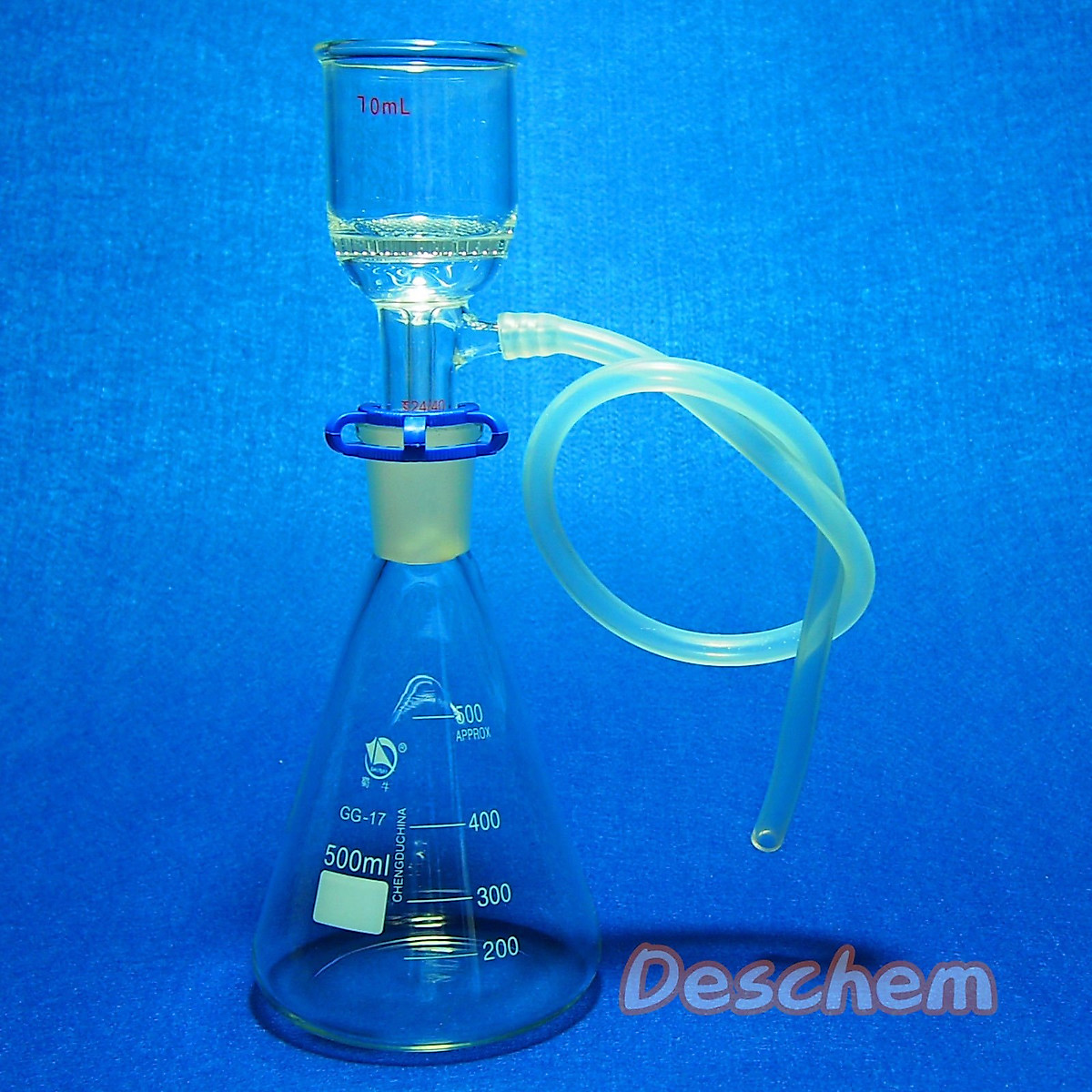 Deschem 500ml,24/40,Suction Filtration Device,47mm Buchner Funnel & Glass Flask