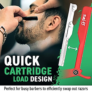 Tomb 45 Triple Cartridge Razor Holder | Disposable Razor Safety Handle For Barbers | 100% Metal Grip & 3 Adjustable Blade Exposure Options For Shaving (Green)