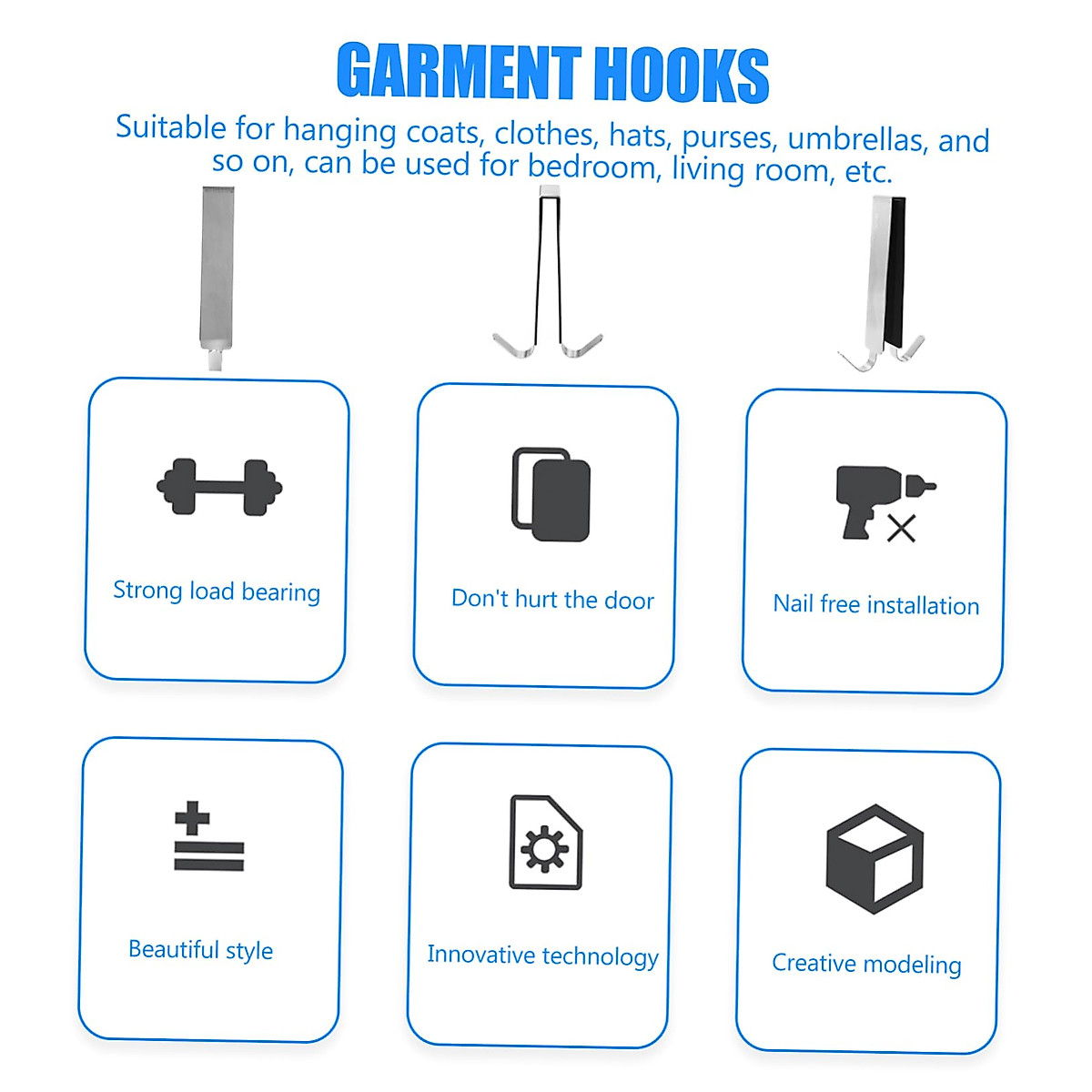 1pc Door Hook Double Sides Hooks Organizer Hooks Punch- Hook Punch Storage Hook Bathroom Hanger Hanging Hook Back Door Hanger Glass Door Hanger Towel Hooks