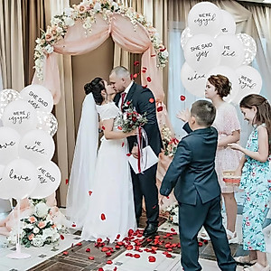 36Pcs Engagement Party Balloons HE ASKED,SHE SAID Yes WE'RE ENGAGED Balloons Love Shape Paper Scraps Balloons for Engagement Hen Bachelorette Wedding Party Decoration