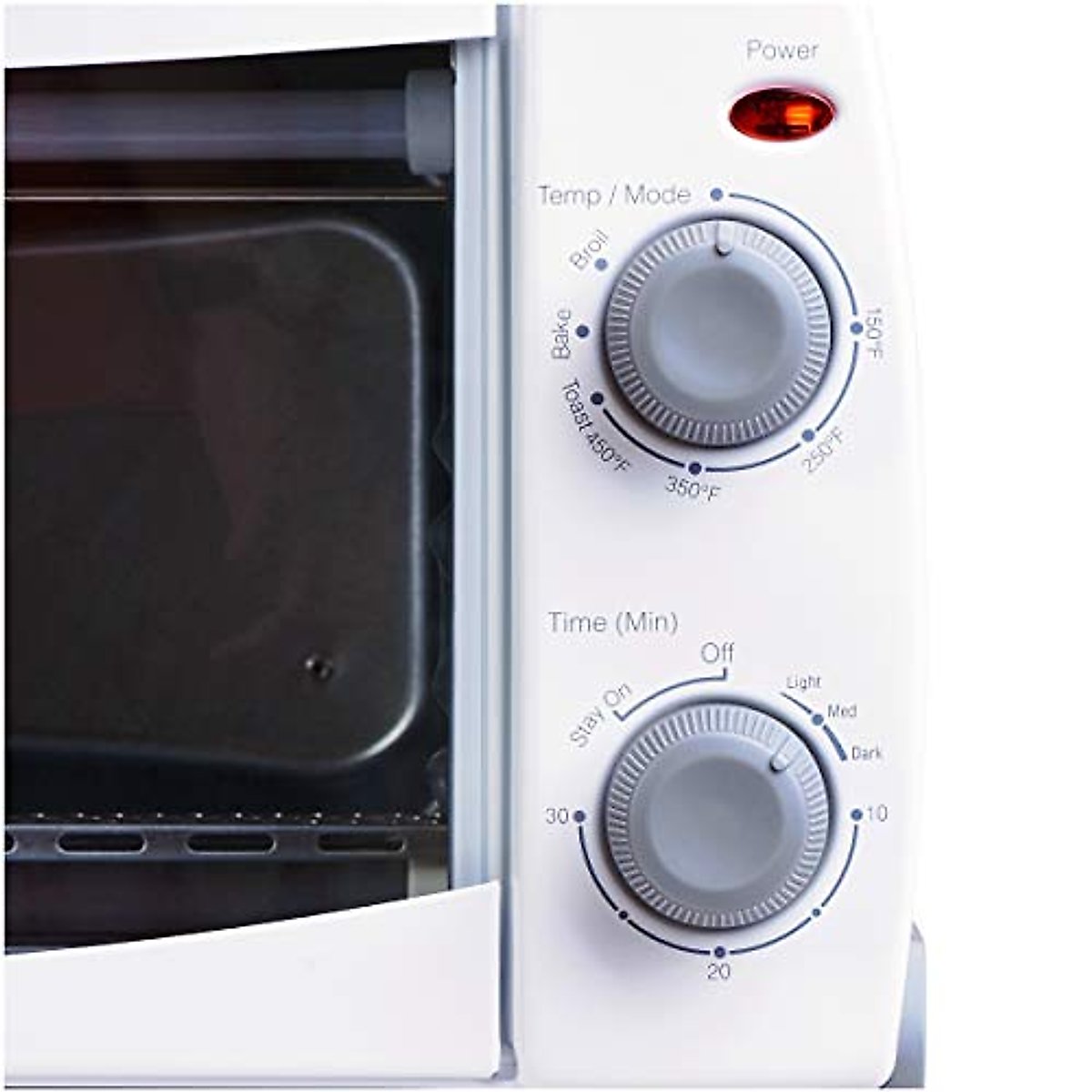 Dominion 4 Slice Small Toaster Oven Countertop, Retro Compact Design, Multi-Function with 30-Minute Timer, Bake, Broil, Toast, 1000 Watts, 2-Rack Capacity, White