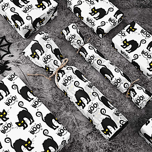 100 Sheets 20 * 14 Inches Halloween Tissue Paper for Gift Wrapping Black Cat Boo Pattern Decorative Tissue Paper for Halloween Party Trick or Treat Party DIY Craft