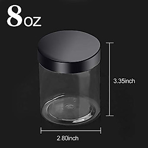 KEILEOHO 46 PCS 8 OZ Slime Containers With Black Lids, Food Grade Clear Plastic Slime Storage Containers, BPA Free, Wide-Mouth Plastic Jars for Slime Kit, Food Storage, Beauty Products