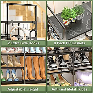 Kottwca Large Shoe Rack Organizer, 4 Row 8 Tier Shoe Storage Shelf for Closet Entryway Garage, Metal Free Standing Shoe Holder for 62-66 Pairs of Shoes, Sturdy Stackable Shoe Stand for Bedroom