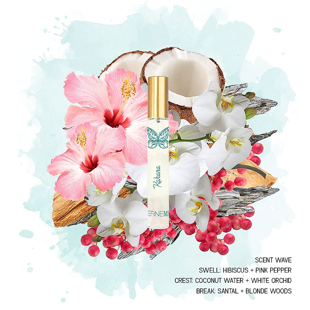 DefineMe Natural Perfume Mist, Kahana, 0.3 FL OZ, Travel Size, Purse Spray