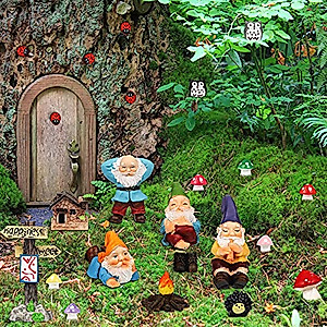 Gnomes Fairy Resin Statues Miniature Fairy Garden Accessories Mini Dwarf Figurine Fairy Miniature Ornament DIY Kit Micro Landscape Ornaments for Outdoor Indoor Patio Yard Lawn Garden (Fire Gnomes)