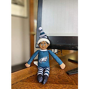 FOCO Philadelphia Eagles Ebony NFL Bench Buddy Shelf Elf - Limited Edition NFL Team Christmas Elf - Plush Toy Travel Companion, Home or Tailgate