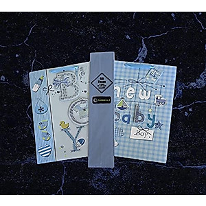 Golden J Store 16.5" Extra Large Baby Gift Bags with Tissue Papers for Baby Showers 2-Pack (Blue)