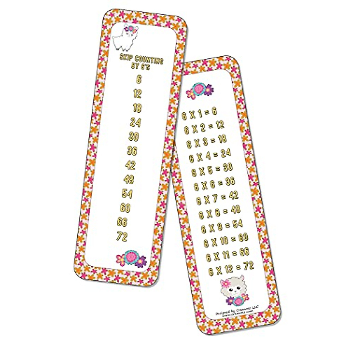 Creanoso Skip Counting Chart Bookmark Cards - Llama Theme (6-Set X 11 Cards) – Stocking Stuffers Gifts Page Clippers Corporate Giveaways