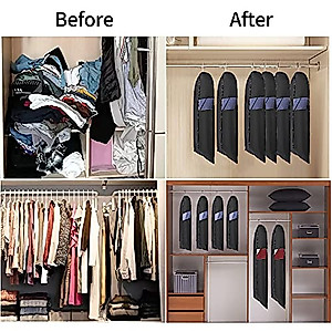 40‘’Garment Bags【3 Pack】Suit Bag for Storage Hanging Clothes Suitable for Storage of Dresses Suits Overcoats Garment Can Provide Neatness and Space-Saving for Your Wardrobe (Black, 40 × 24 Inch)