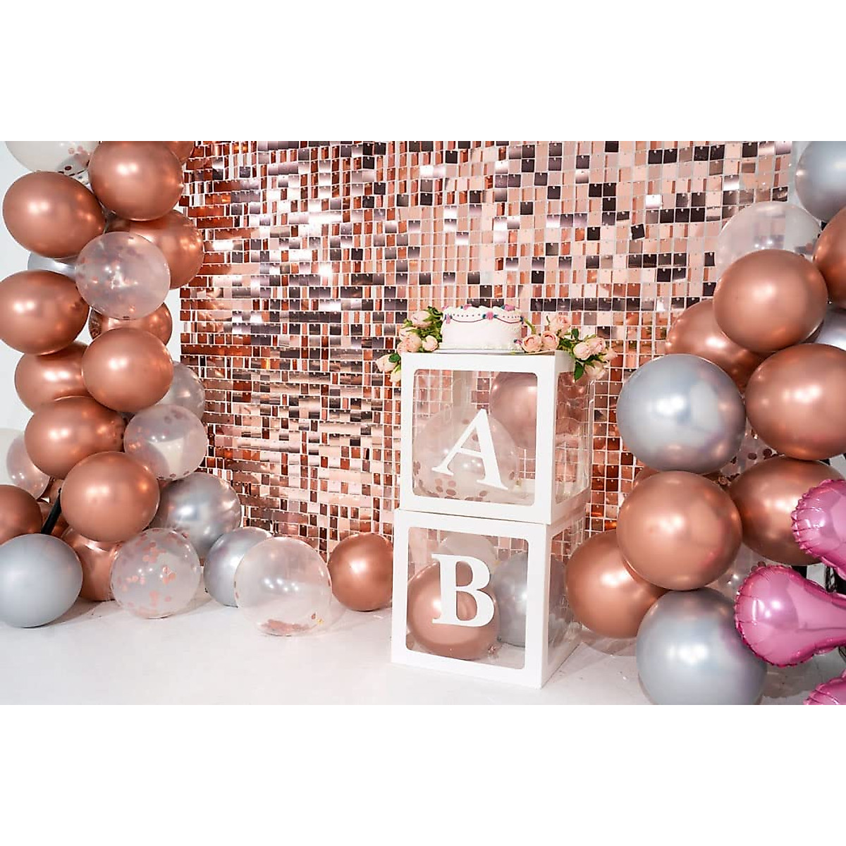 Kate Square Rose Gold Sequin Panels for Shimmer Wall Backdrop Decoration Birthday Wall (Pack of 12)