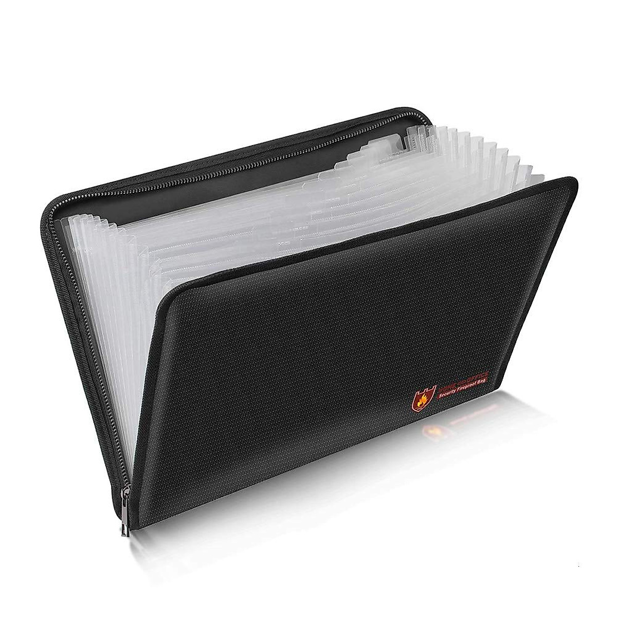 Fireproof Document Bag Fire & Water Resistant File Folder A4 Size 12 Pockets Fireproof Waterproof Safe Document Holder, Non-Itchy Silicone Coated Portable Filing Pouch for Legal Document(Clear)