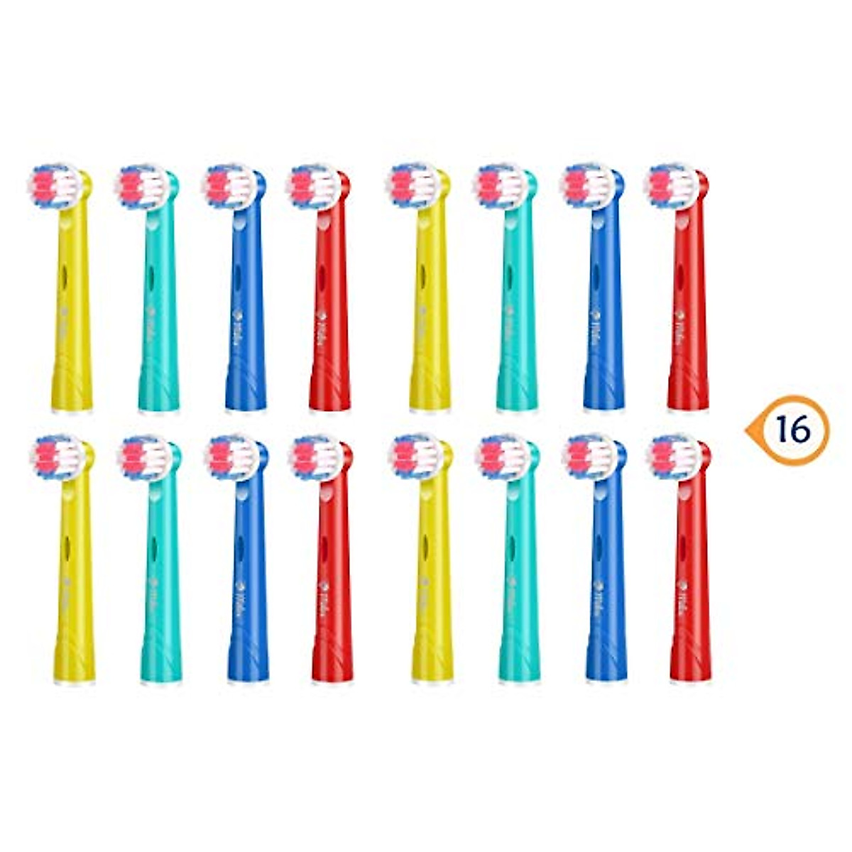 Milos Replacement Toothbrush Heads for Kids - Pack of 16 Oral B and Braun Compatible Replacements