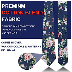 Mantieqingway Men's Cotton Printed Floral Neck Tie Skinny Tie