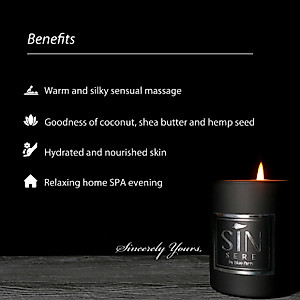 SINSERE Massage Candle | Low Heat Massage Oil Candle for Home SPA| Hydrates and Nourishes Skin | Sensual Massage for Couples | Date Night Candle | Made of Soybean and Coconut