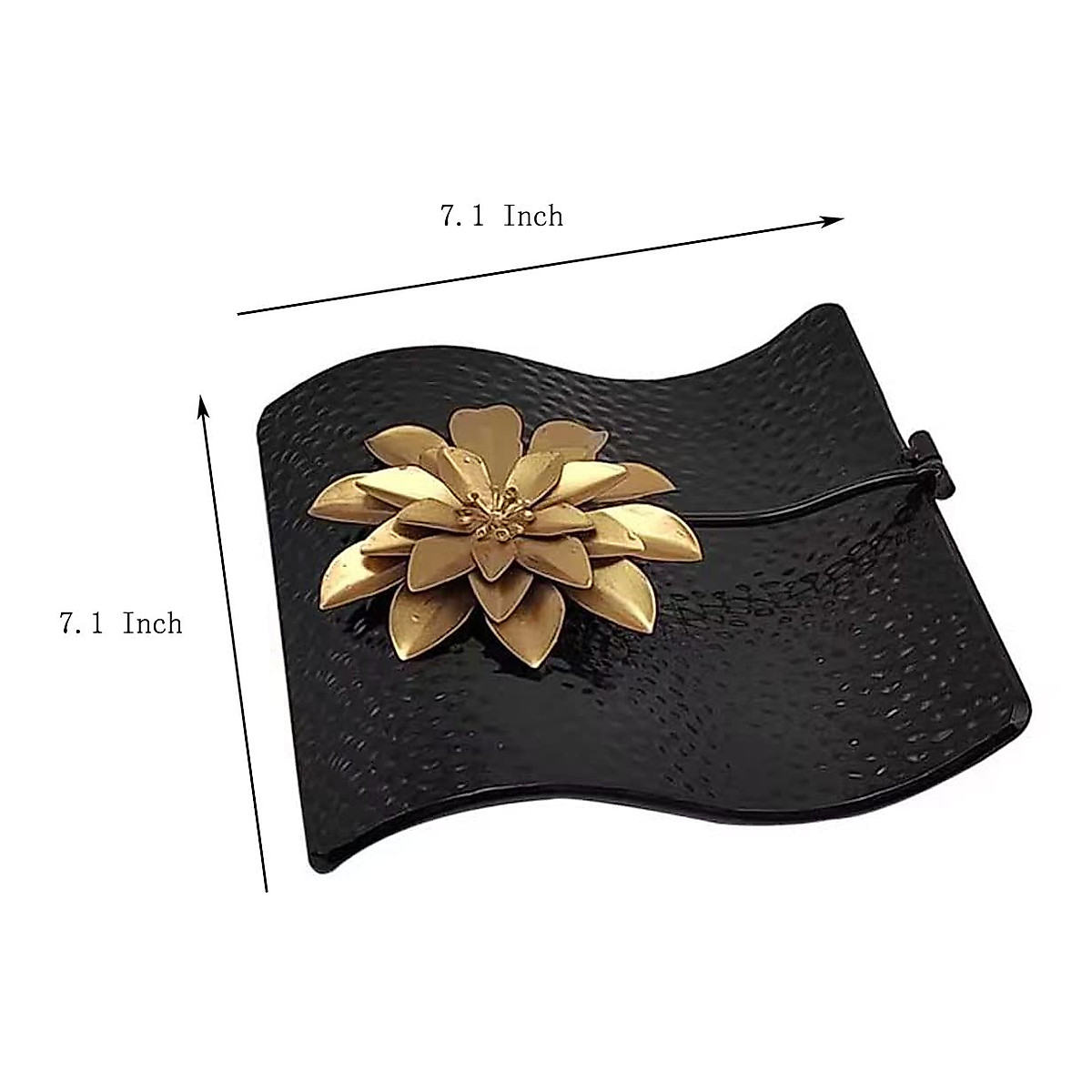 OwlGift Black Flat Napkin Holder w/Golden Flower Weighted Arm, Metal Cocktail Napkin Dispenser, Kitchen Counter Paper Towel Storage, Dining Table Organizer
