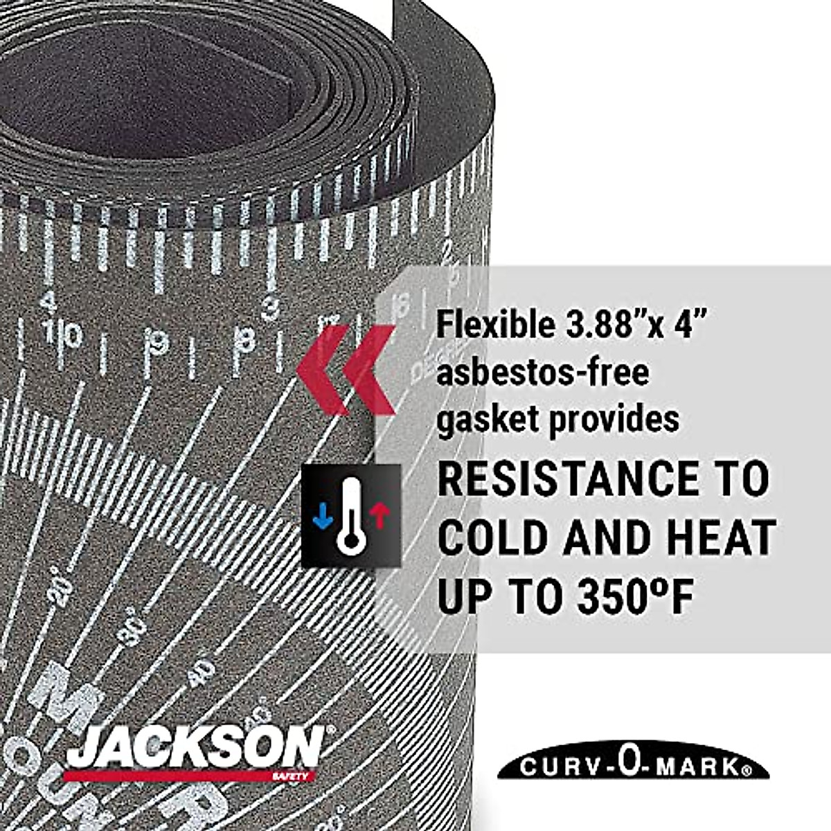 Jackson Safety Pipe Measure Tool Wrap Around Tape, Flex Angle Measuring and Marking Gauge for 3 to 6 Diameter, Medium, Black, 14752, 3.88" X 4''
