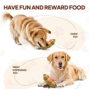 LIFLIX Interactive Treat Dispensing Dog Toy, Durable Rubber Dog Enrichment Toys, Teeth Cleaning Dog Puzzle Chew Toy for Small Medium Large Dogs, Green Soybean Shape