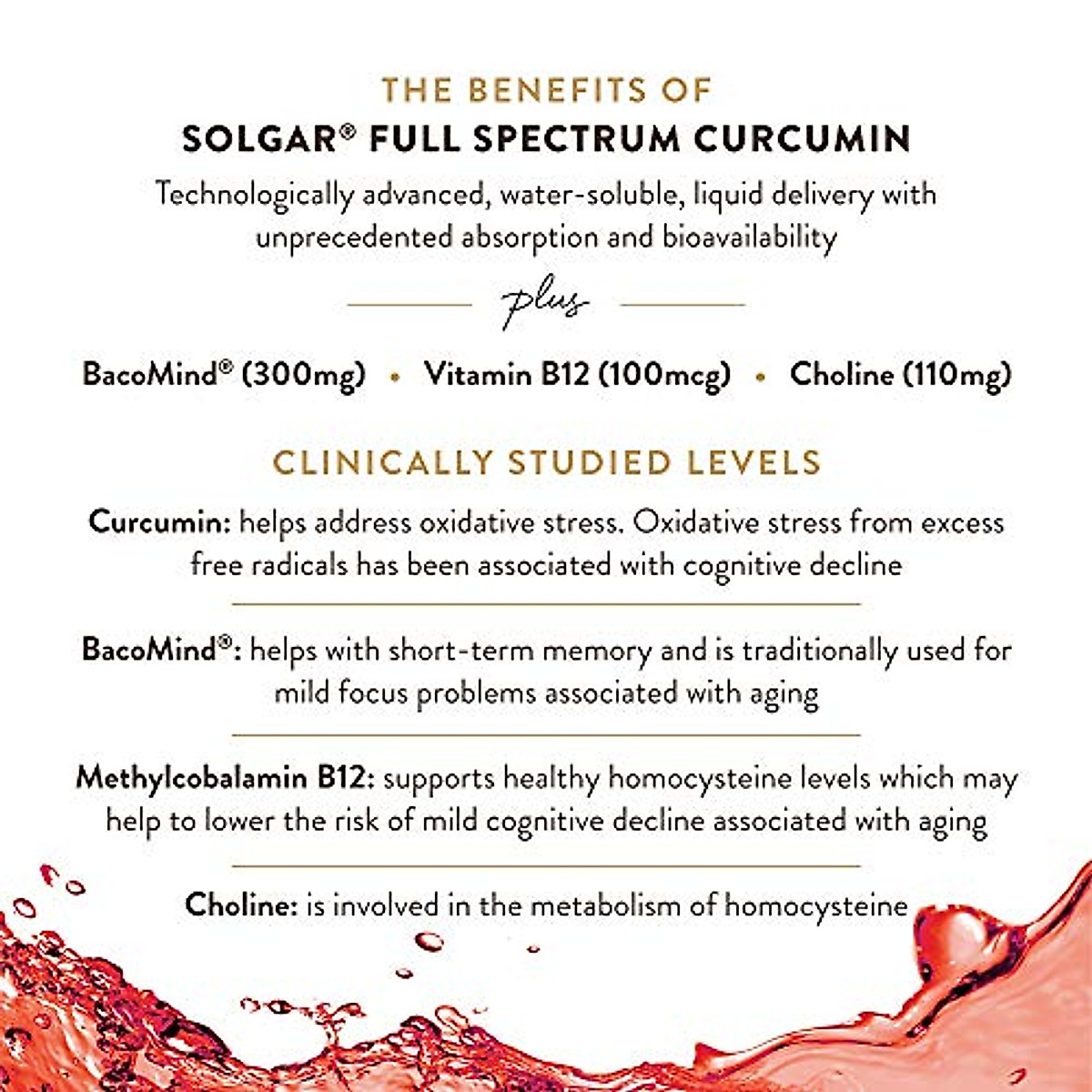 Solgar Full Spectrum Curcumin Brain Works, 90 Licaps - Support Memory Recall, Focus, Cognitive Function - Antioxidant Support - Curcumin, BacoMind, Choline, Vitamin B12 - Non-GMO, Vegan - (Pack of 2)