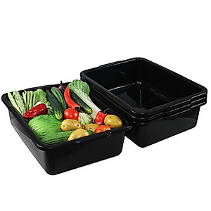 Loiycg 32 Liter Commercial Bus Tub, 4 Pack Large Plastic Bus Box, Black