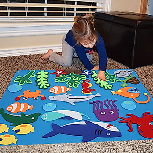 Crafty Toyz Ocean Animals Felt Board Set – Toddler Sea Creatures Play Kit – Kids Preschool Classroom Story Crafts – Toddlers Learning Animal Wall Toy